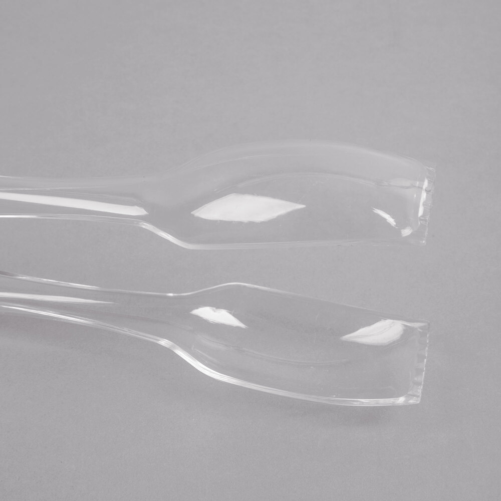 Visions 10 1/2" Clear Disposable Plastic Tongs - 36/Case