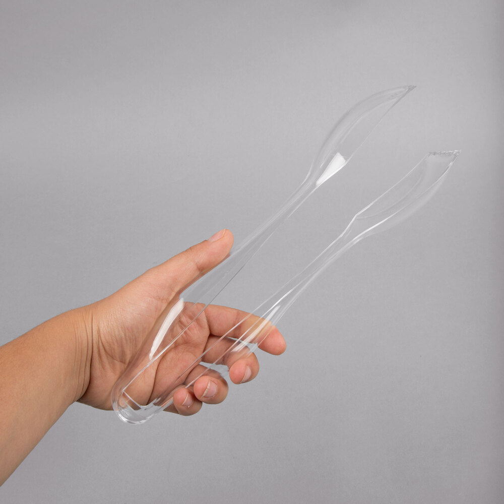 Visions 10 1/2" Clear Disposable Plastic Tongs - 36/Case