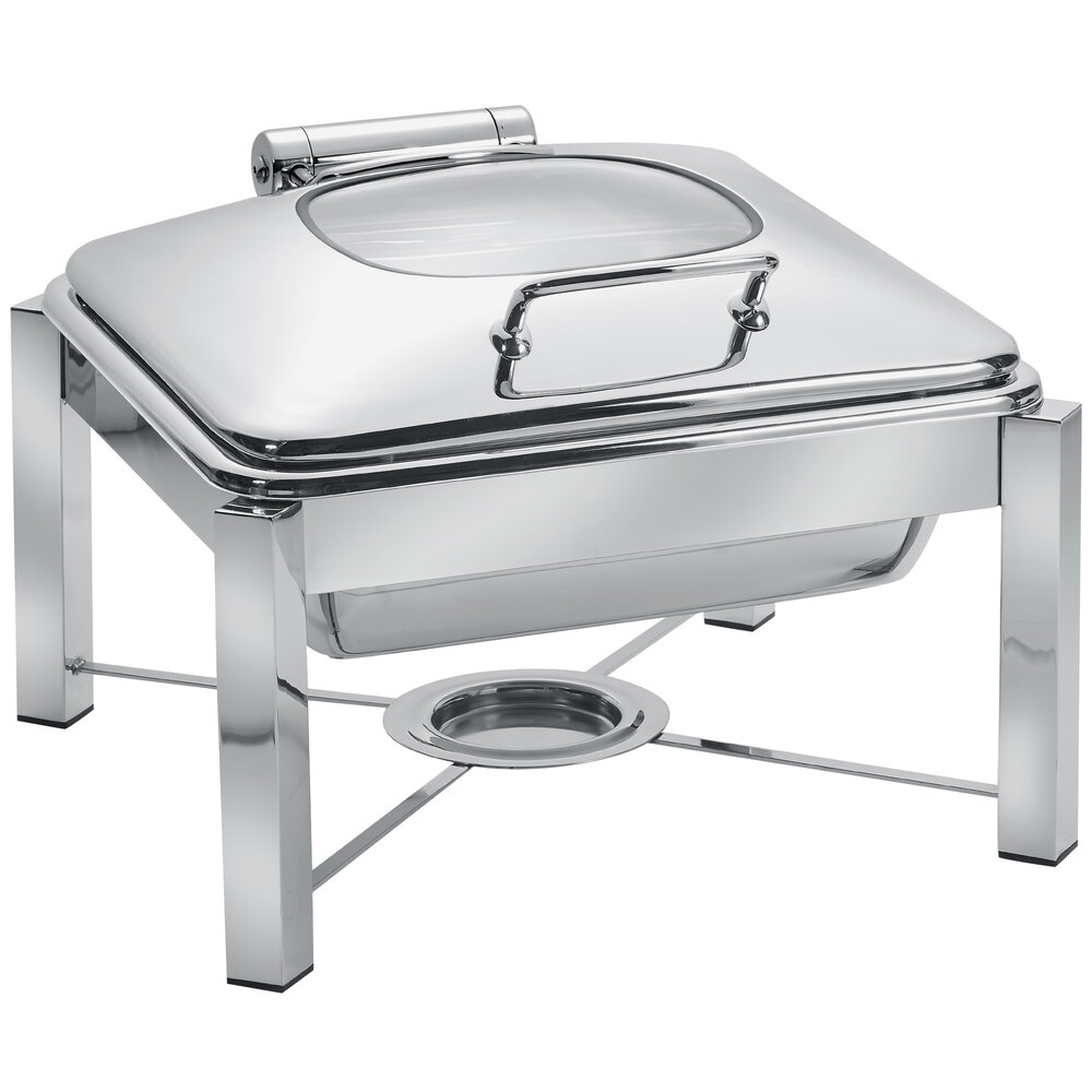 Eastern Tabletop 3944G/S 6 Qt. Square Stainless Steel Chafer with Stand ...
