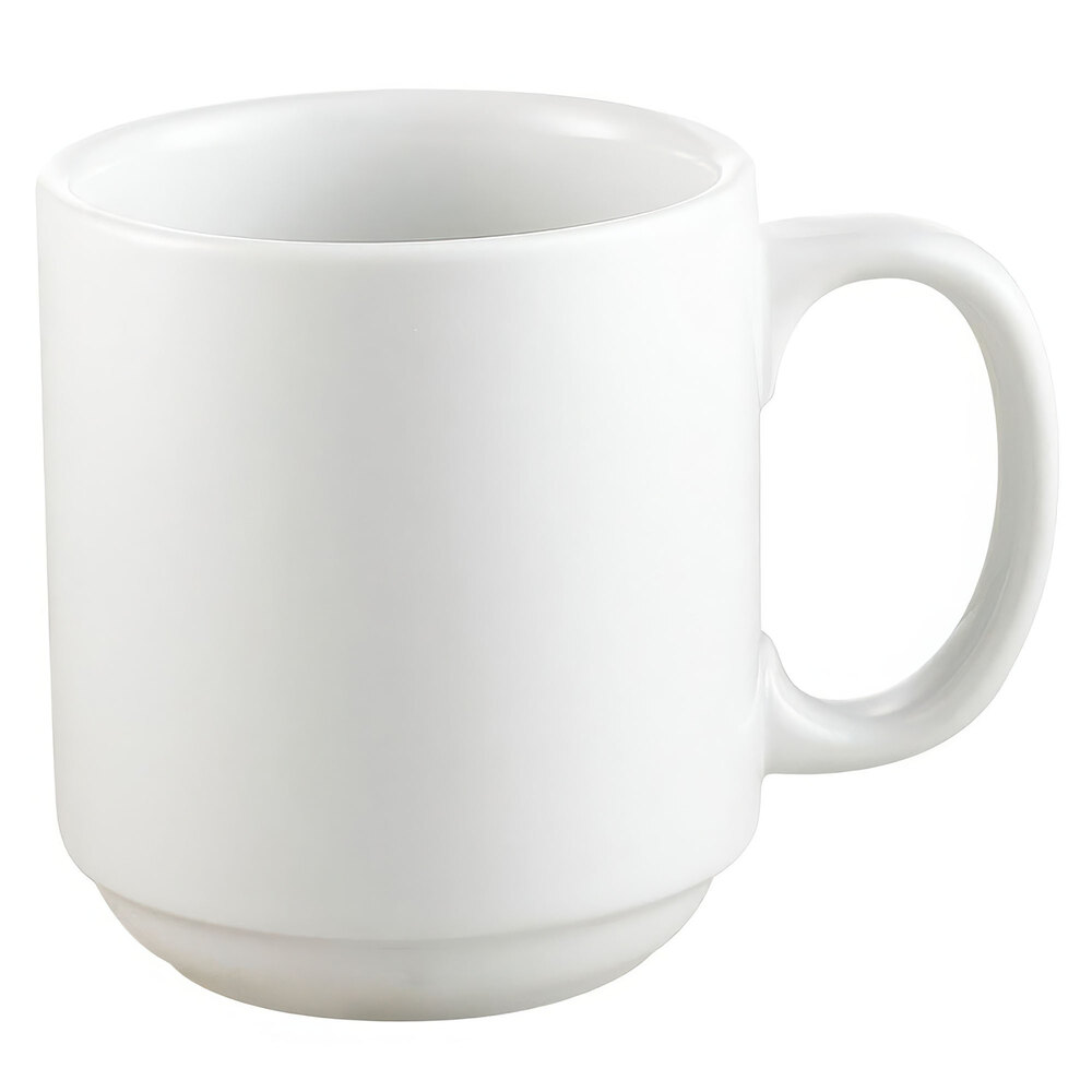 CAC PRM-10-P Super White 10 oz. Clinton Rolled Edge Prime Mug ...