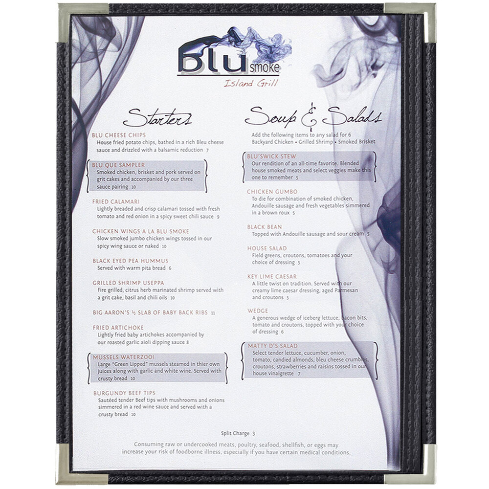 Menu Solutions RS33C BK SLV Royal 8 1/2" x 11" Single Panel / Two View ...