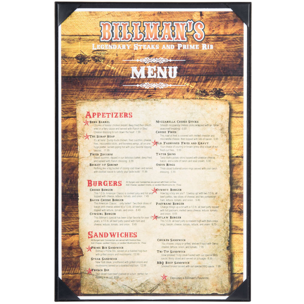 Menu Solutions K111G BK The Kearny Series 11" x 17" Single Panel ...
