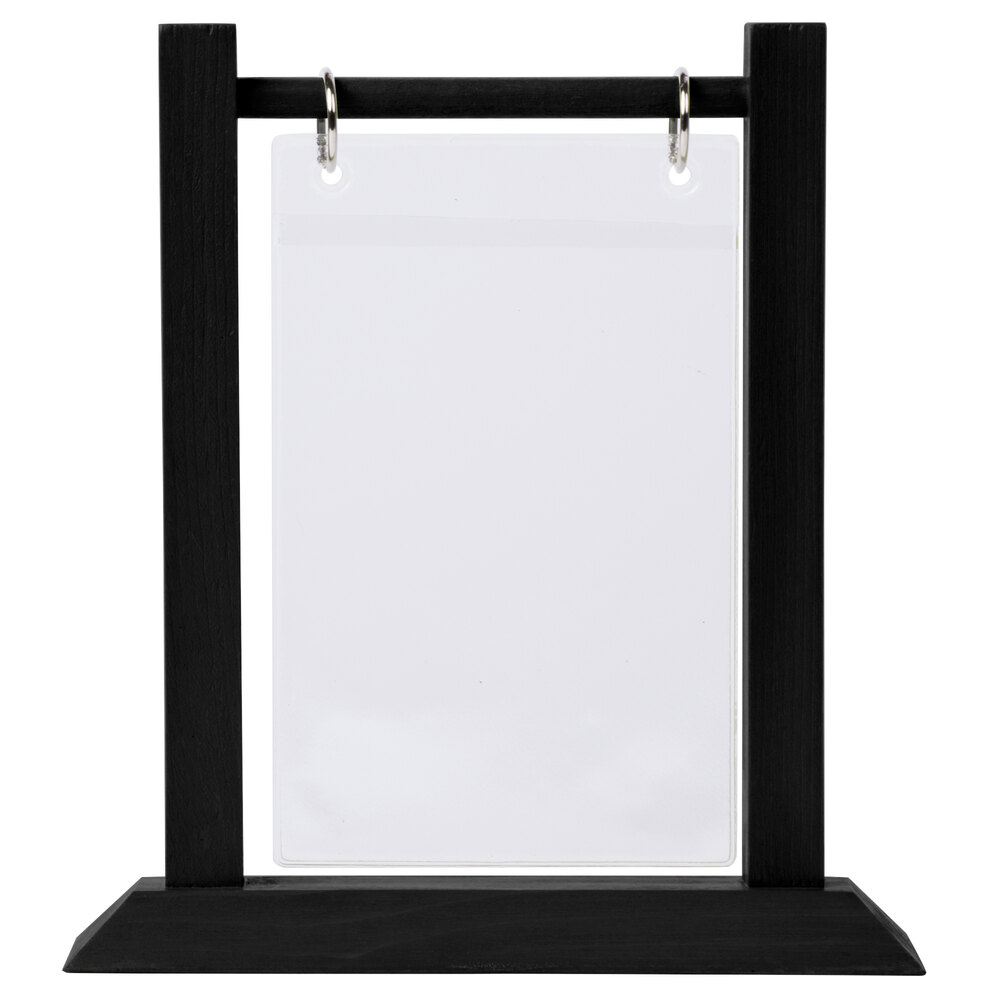 Menu Solutions WFT4S-A 4" x 6" Black Wood Flip Top Table Tent with ...