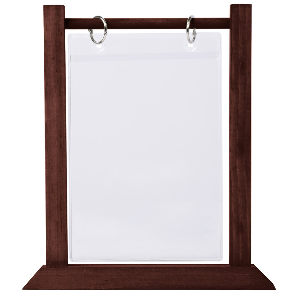 Menu Solutions WFT4S-B 5" x 7" Mahogany Wood Flip Top Table Tent with ...