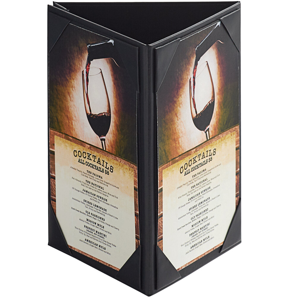 Menu Solutions TT37 5" x 7" Triple Panel Table Tent with Picture Corners
