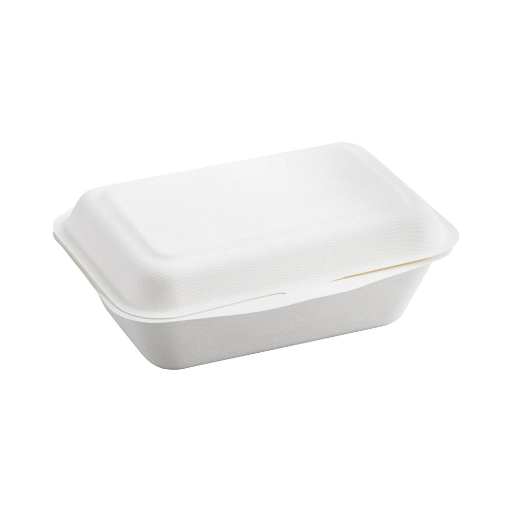 EcoChoice 7" x 5" x 2 1/2" Compostable White Plant Fiber Take-Out ...