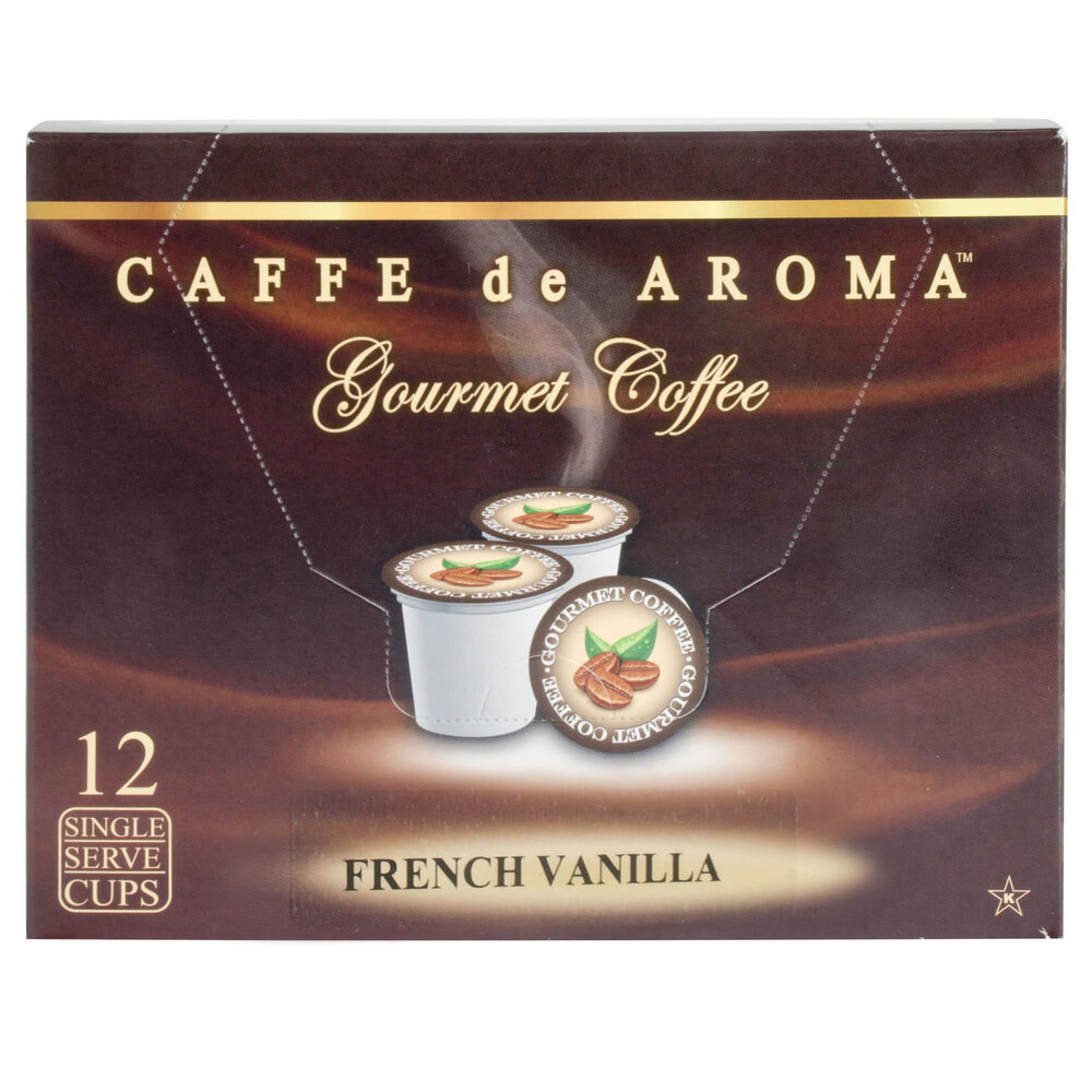 Caffe de Aroma French Vanilla Coffee Single Serve Cups - 12/Box