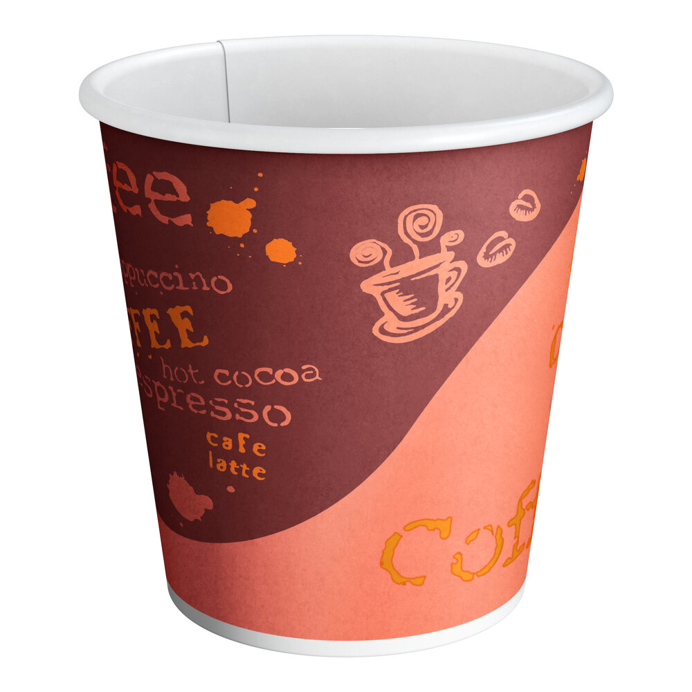 8 Oz. Coffee Print Paper Hot Coffee Cups: Bulk, 1000/Case