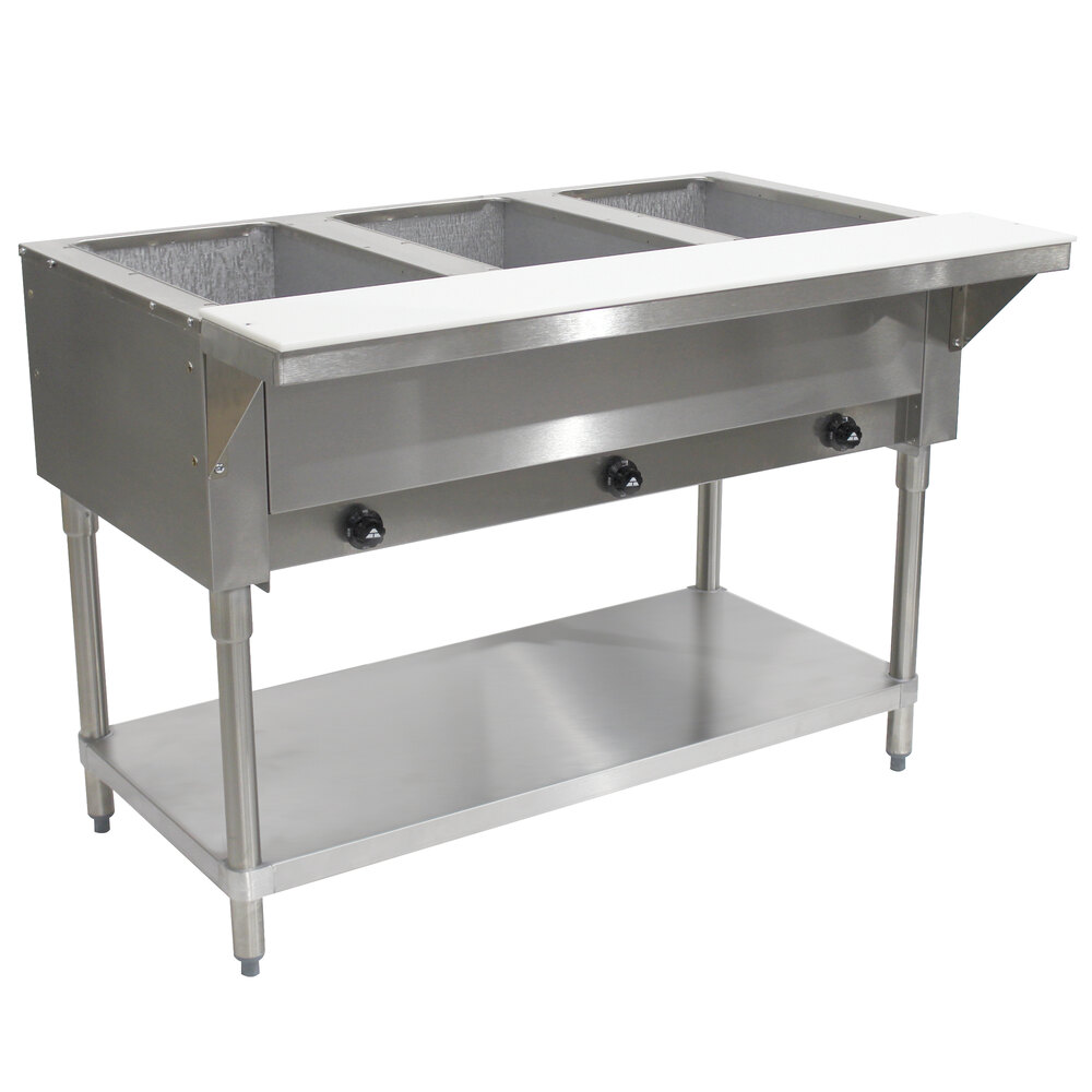 Advance Tabco HF-3G Natural Gas Three Pan Powered Hot Food Table - Open ...