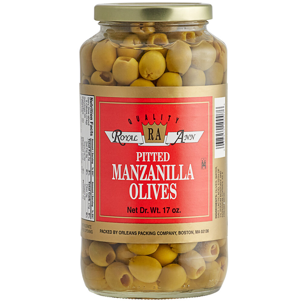 Pitted Manzanilla Cocktail Olives 32 oz. (17 oz. Dr. Wt.) - 170 Count