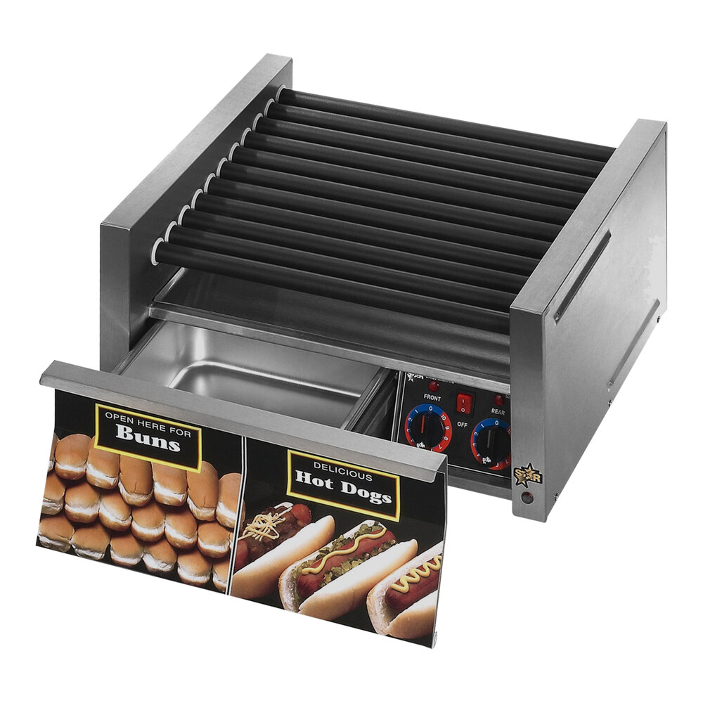 Star Grill-Max Pro 30STBD 30 Hot Dog Roller Grill with Bun Drawer ...