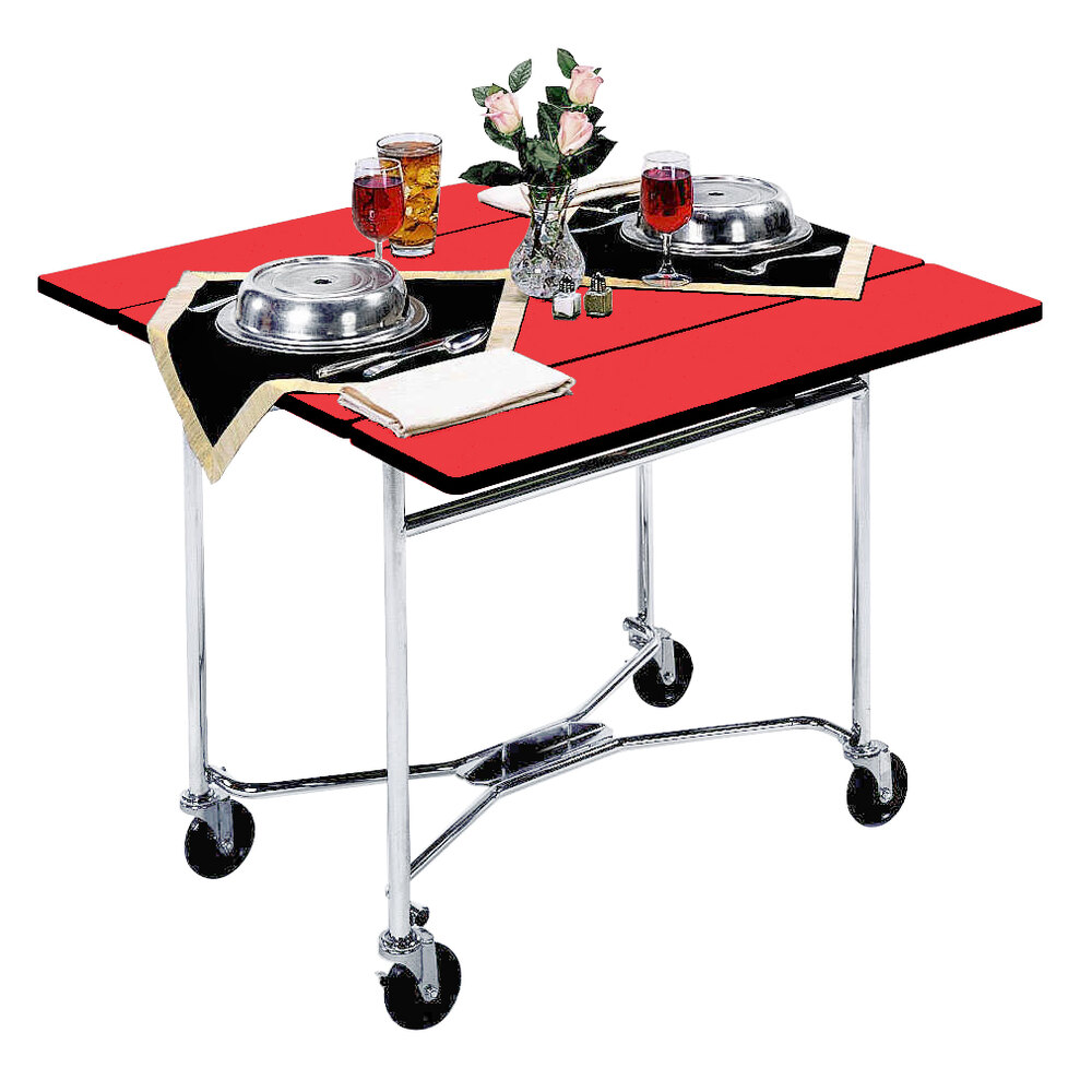 Lakeside 413RD Mobile Square Top Room Service Table with Red Finish ...