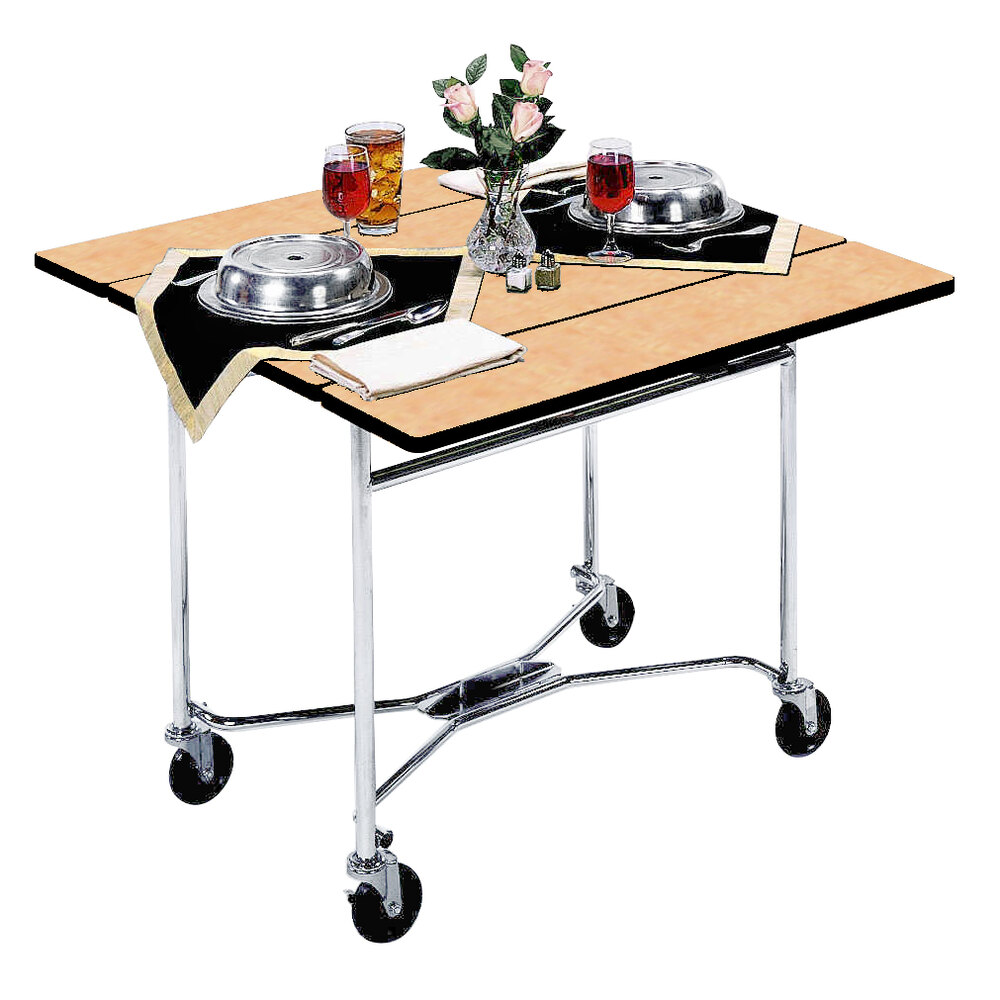 Lakeside 413G Mobile Square Top Room Service Table with Hard Rock Maple ...