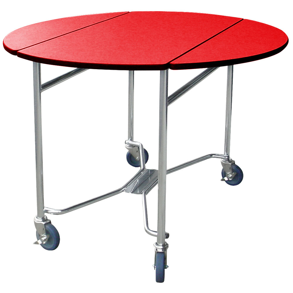 Lakeside 412RD Mobile Round Top Room Service Table with Red Finish - 40 ...