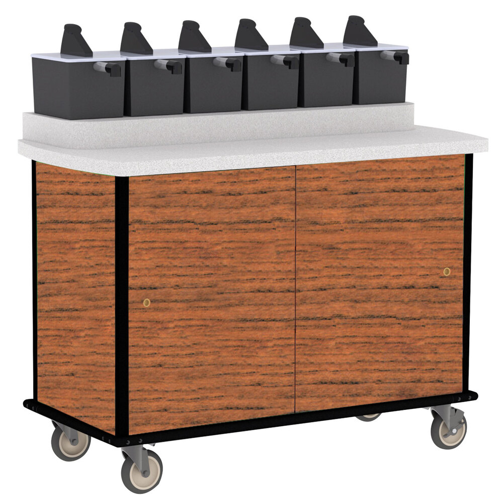 Lakeside 70520VC Victorian Cherry Condi-Express 6 Pump Condiment Cart