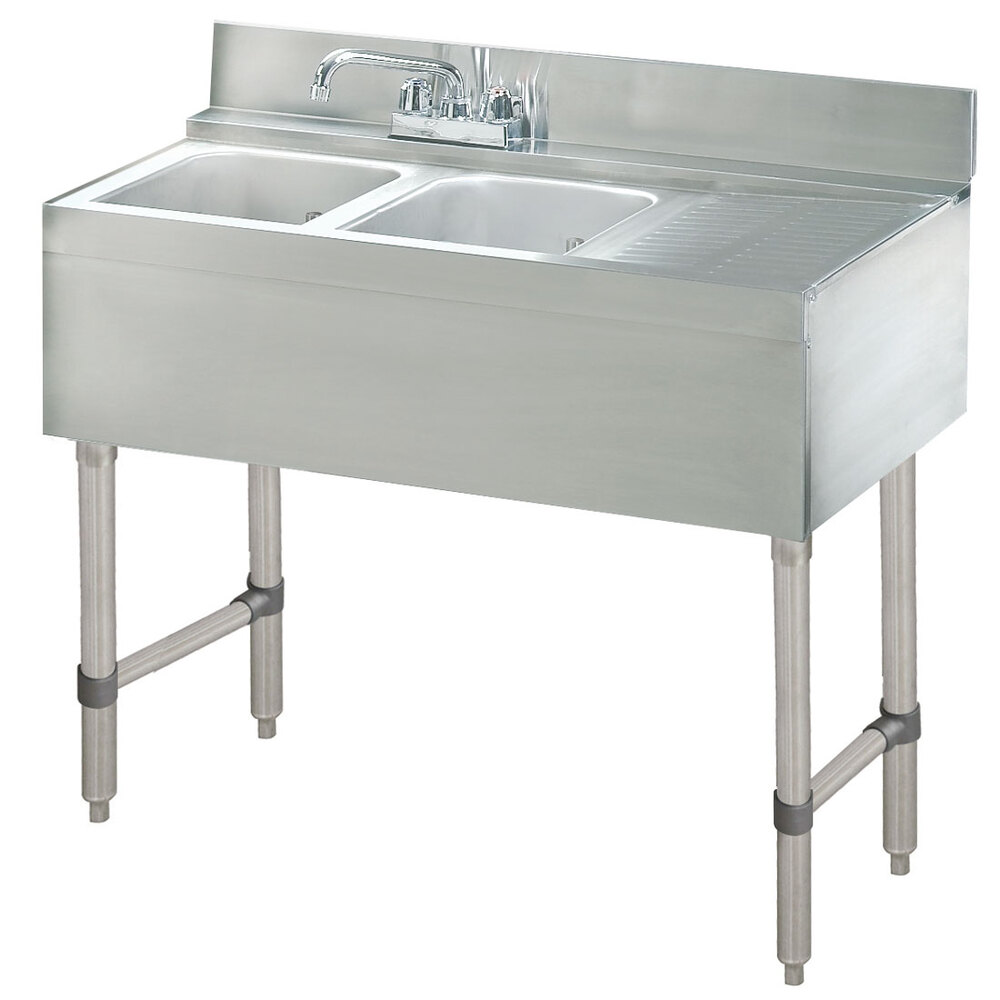 Advance Tabco CRB-42L 48" x 21" Two Compartment Left Side Bar Sink with ...
