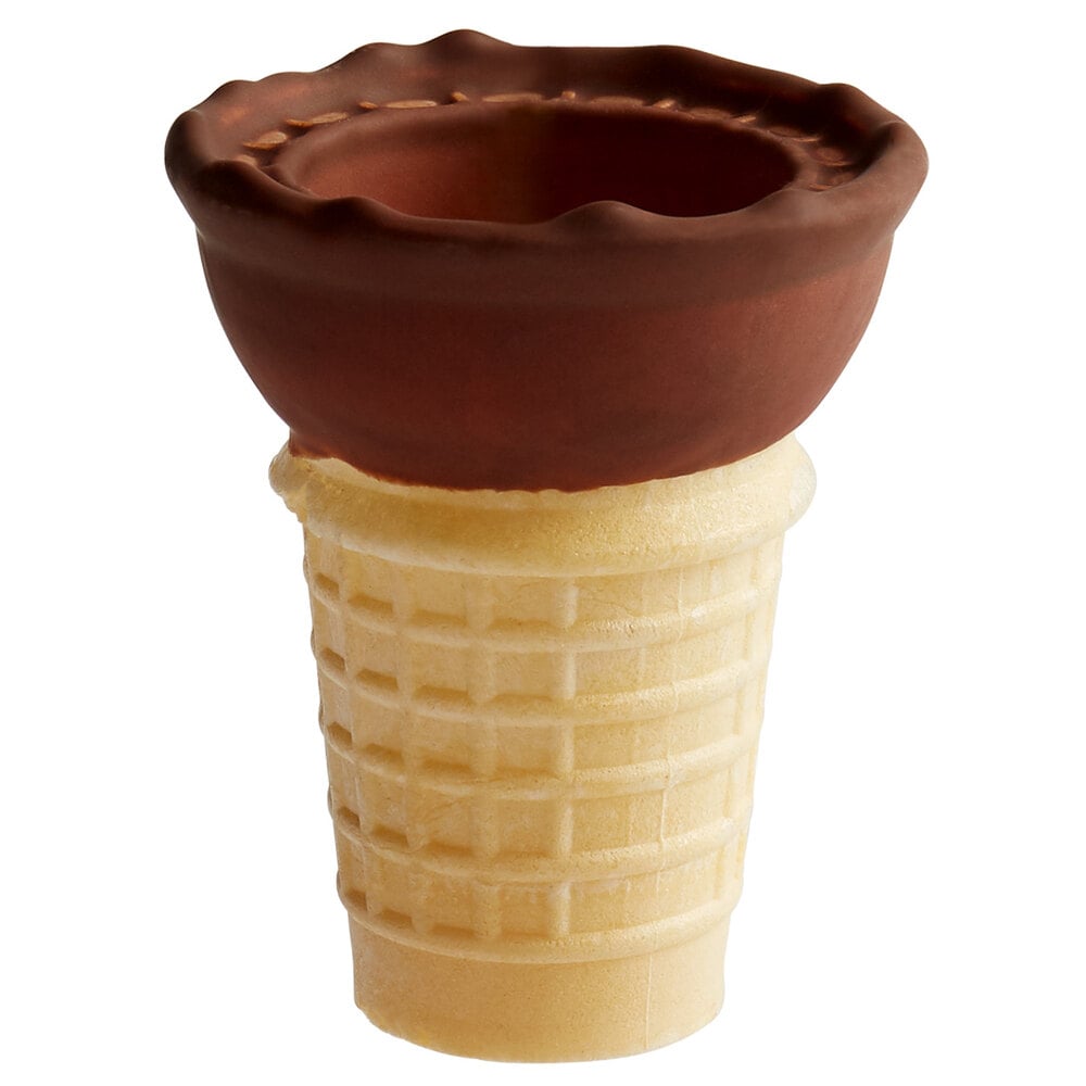 JOY Chocolate Dipped Flat Bottom Cake Cone - 120/Case