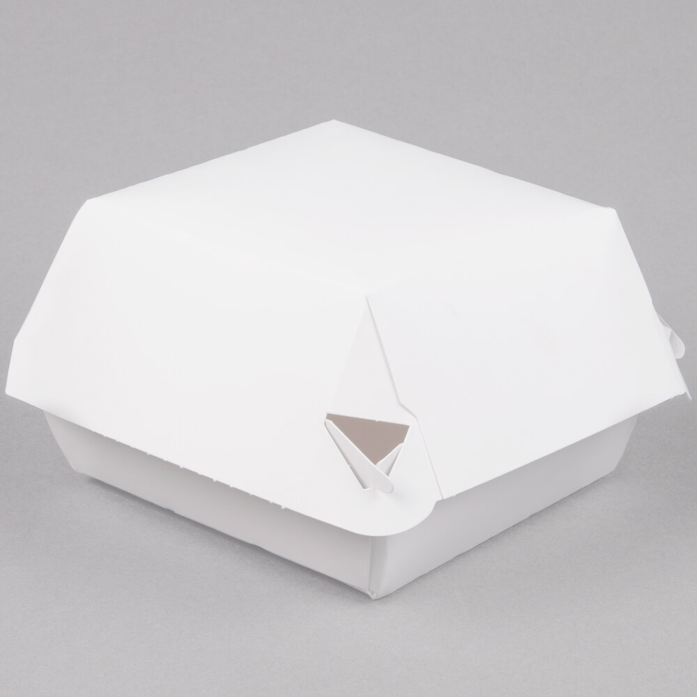 Southern Champion Microwavable Hinged White Paper Take Out Burger Box 4 ...