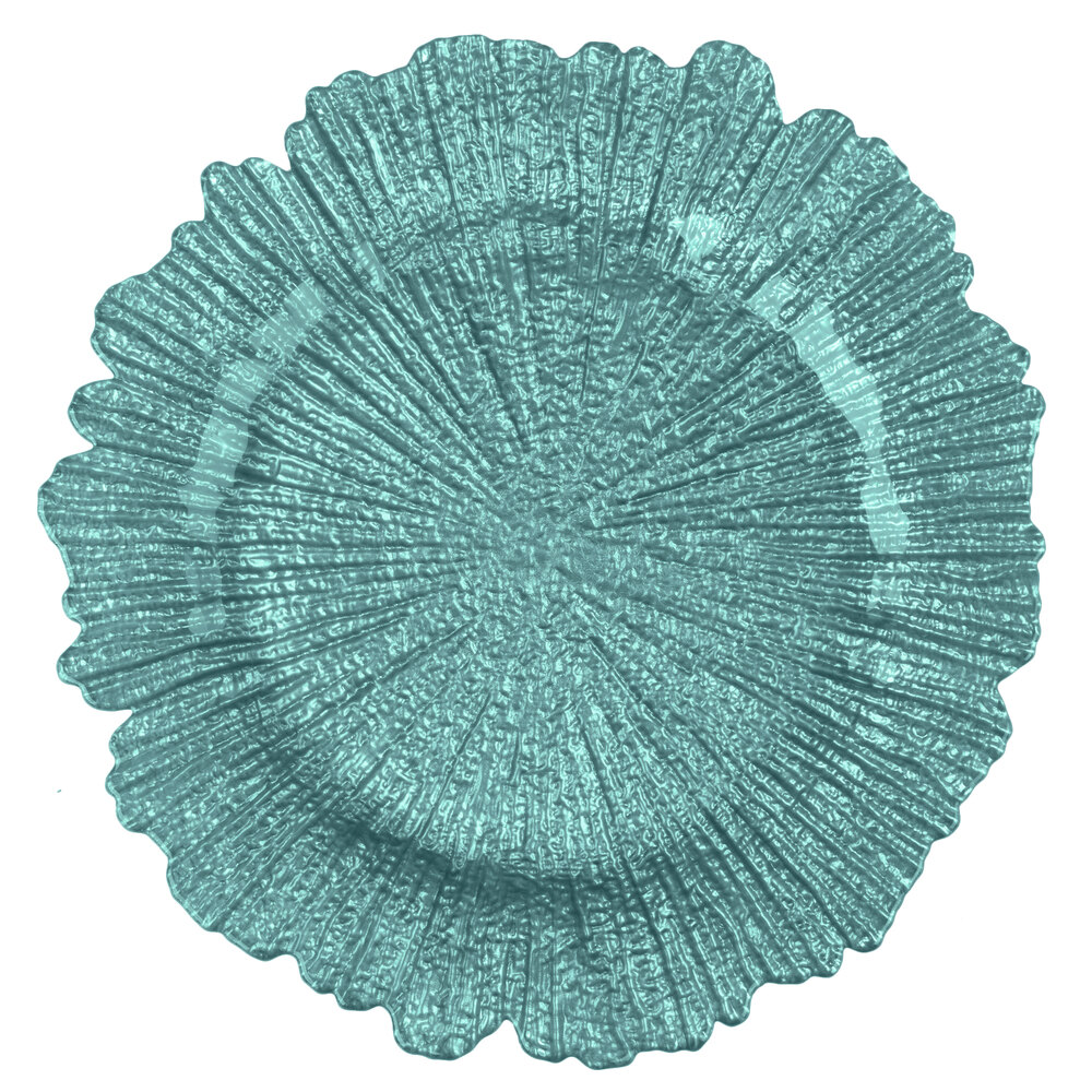 Charge It by Jay 13" Round Reef Turquoise Glass Charger Plate - 12/Pack