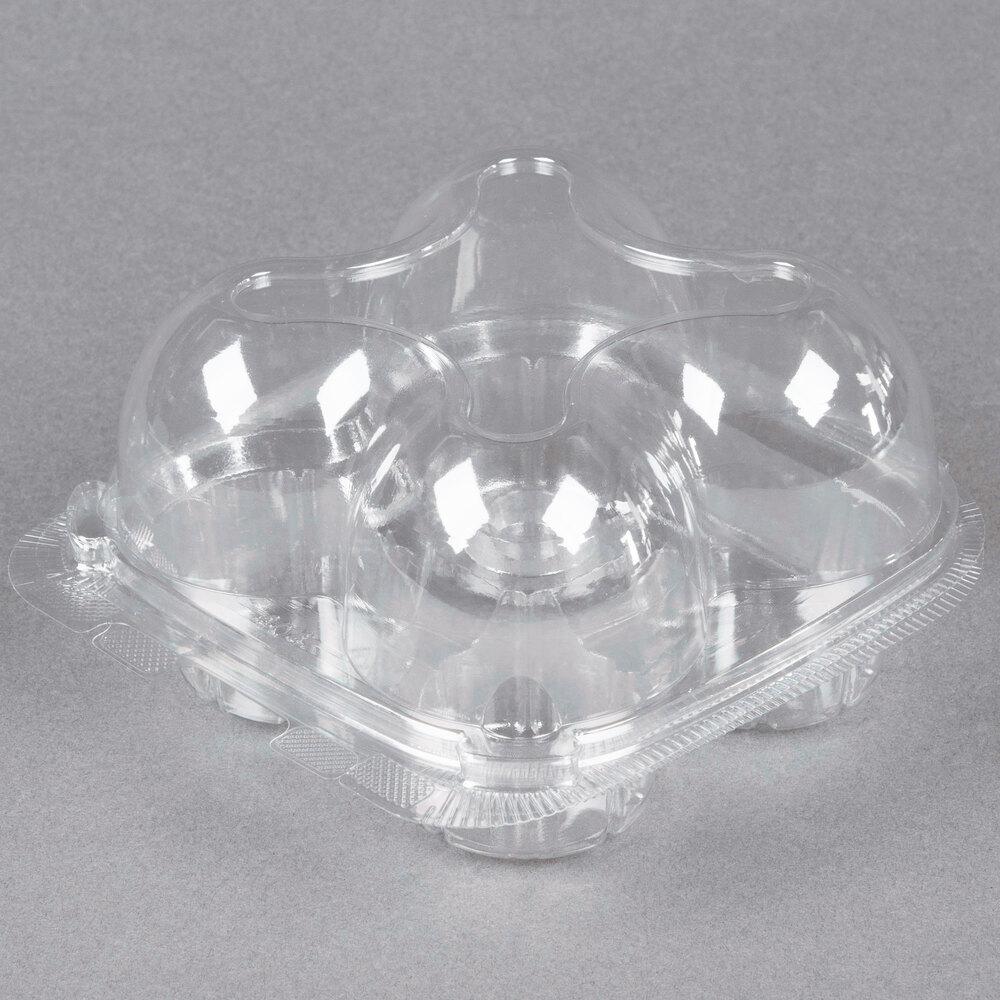 Inno-Pak 4 Compartment Clear Hinged High Dome Cupcake Container - 225/Case