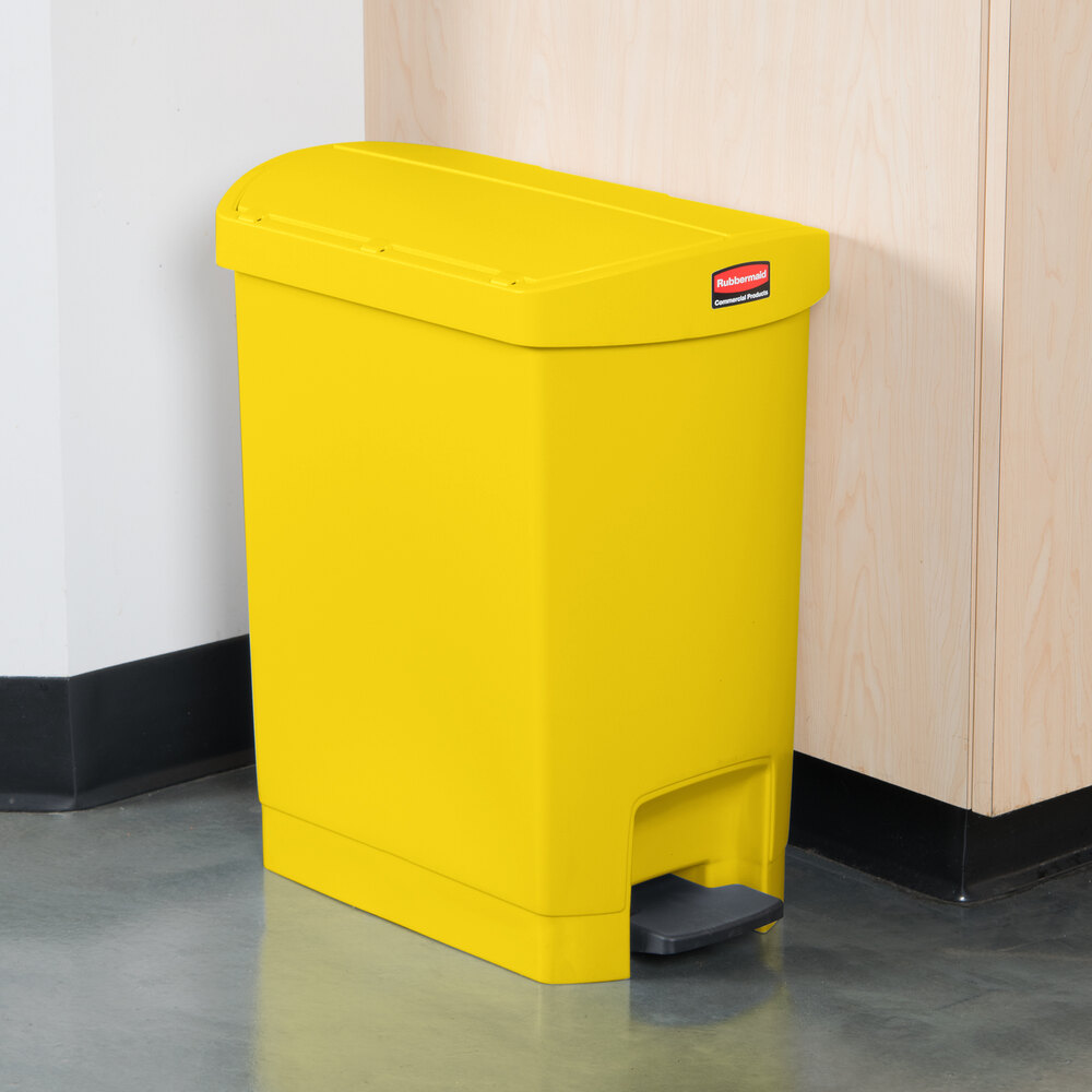 Rubbermaid 1883574 Slim Jim Resin Yellow End Step-On Trash Can with ...