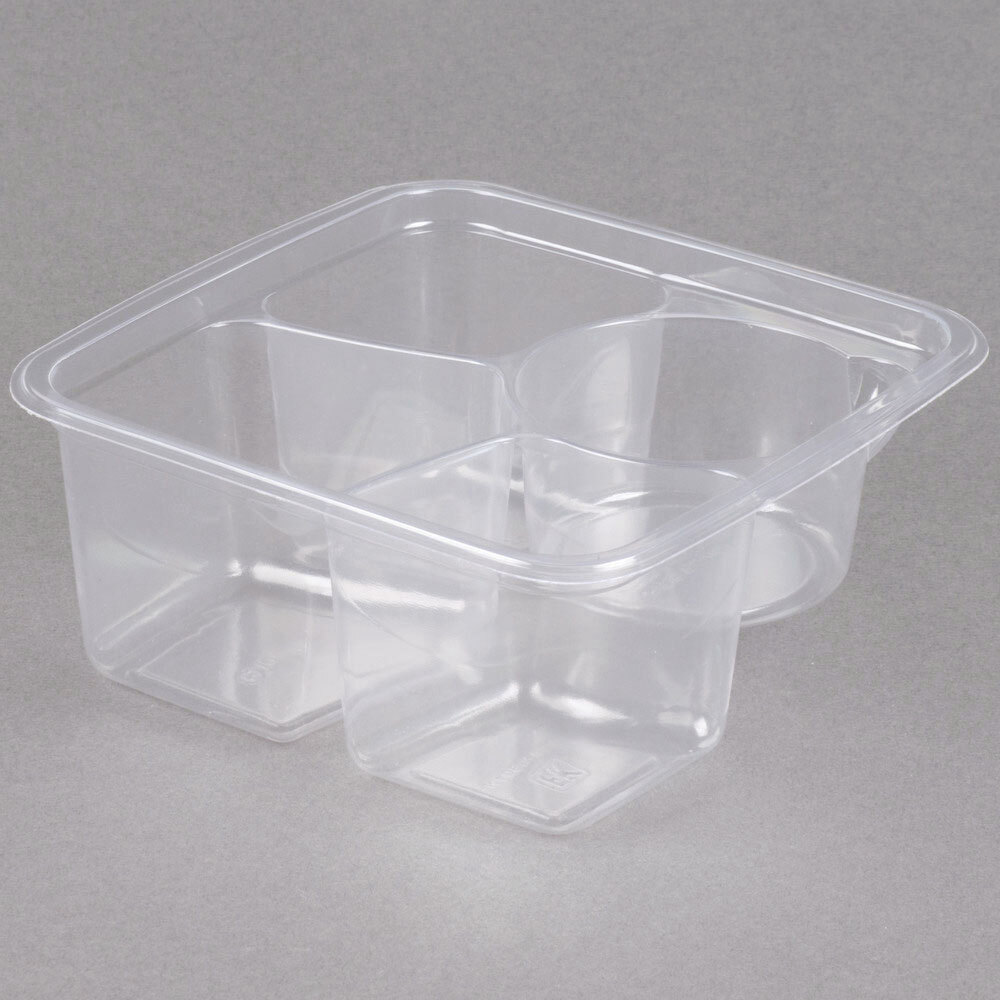 Fabri-Kal GS6-3W Greenware 3-Compartment Clear PLA Plastic Compostable ...