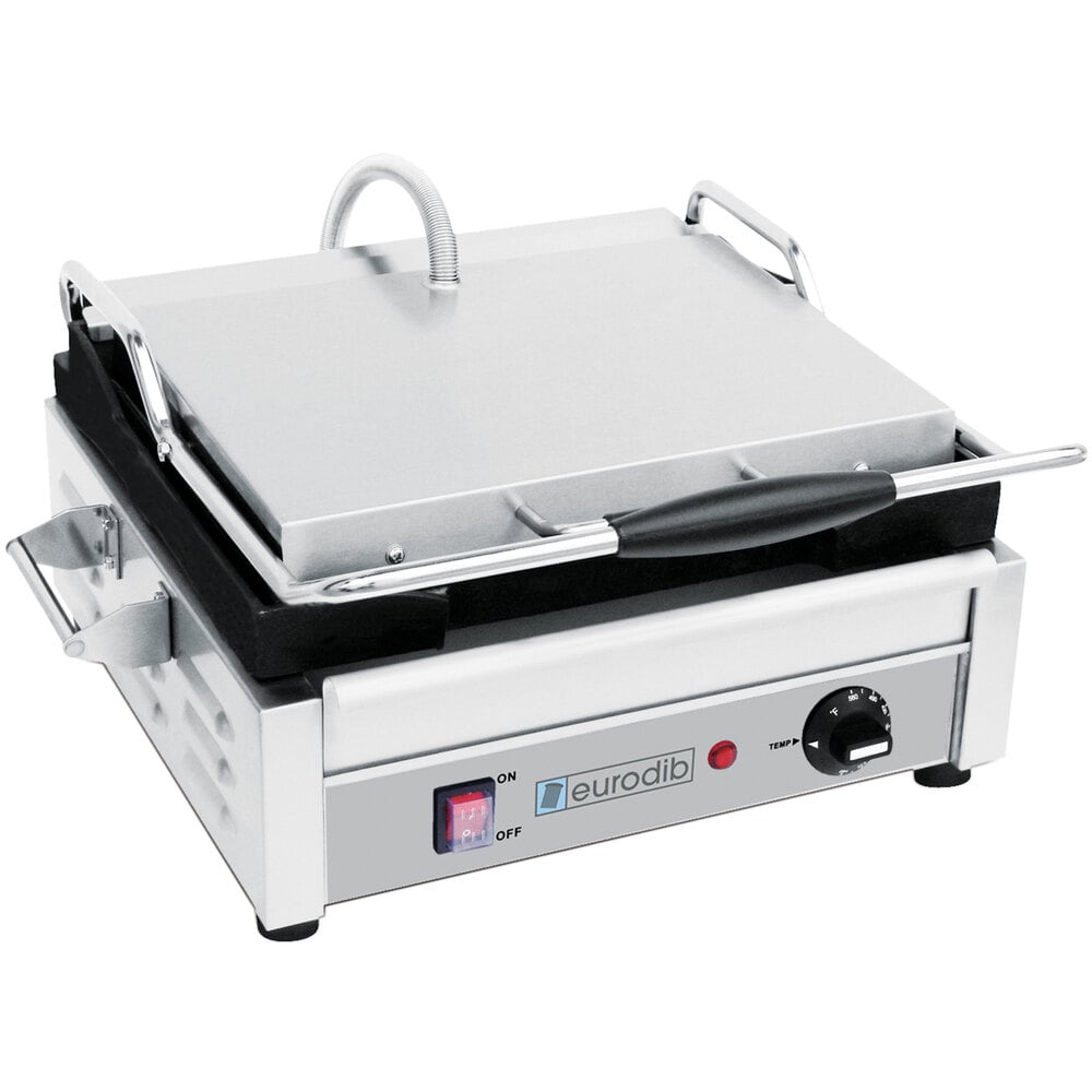 Eurodib SFE02340 Single Panini Grill with Smooth Plates - 14 1/2" x 9 3 ...