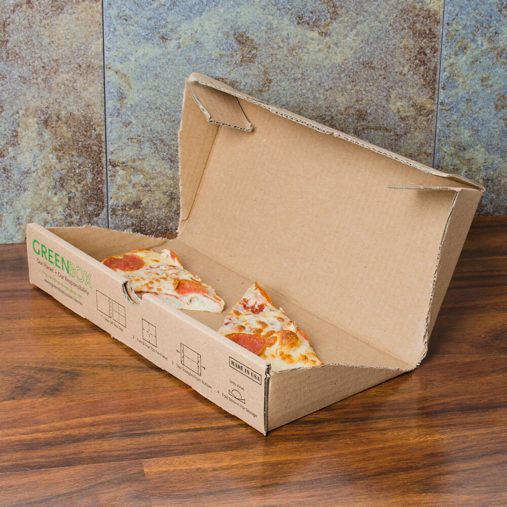 GreenBox 12" x 12" x 1 3/4" Corrugated Recycled Pizza Box with Built-In ...