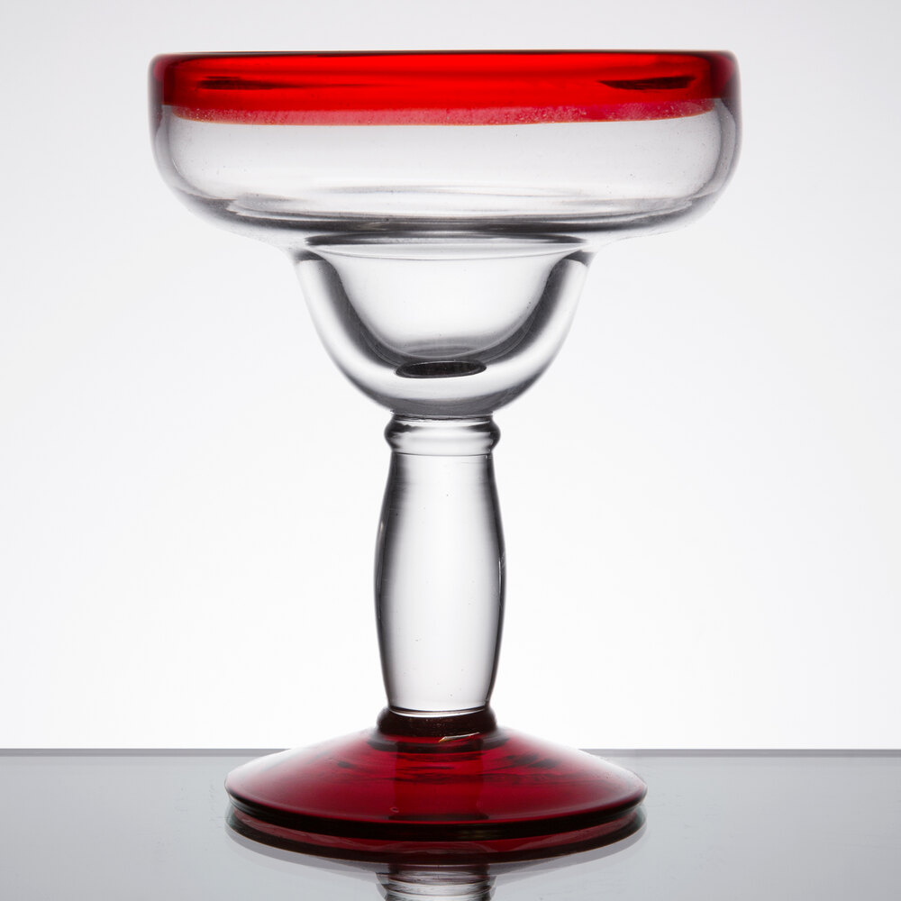 Libbey 92308R Aruba 12 oz. Customizable Margarita Glass with Red Rim ...