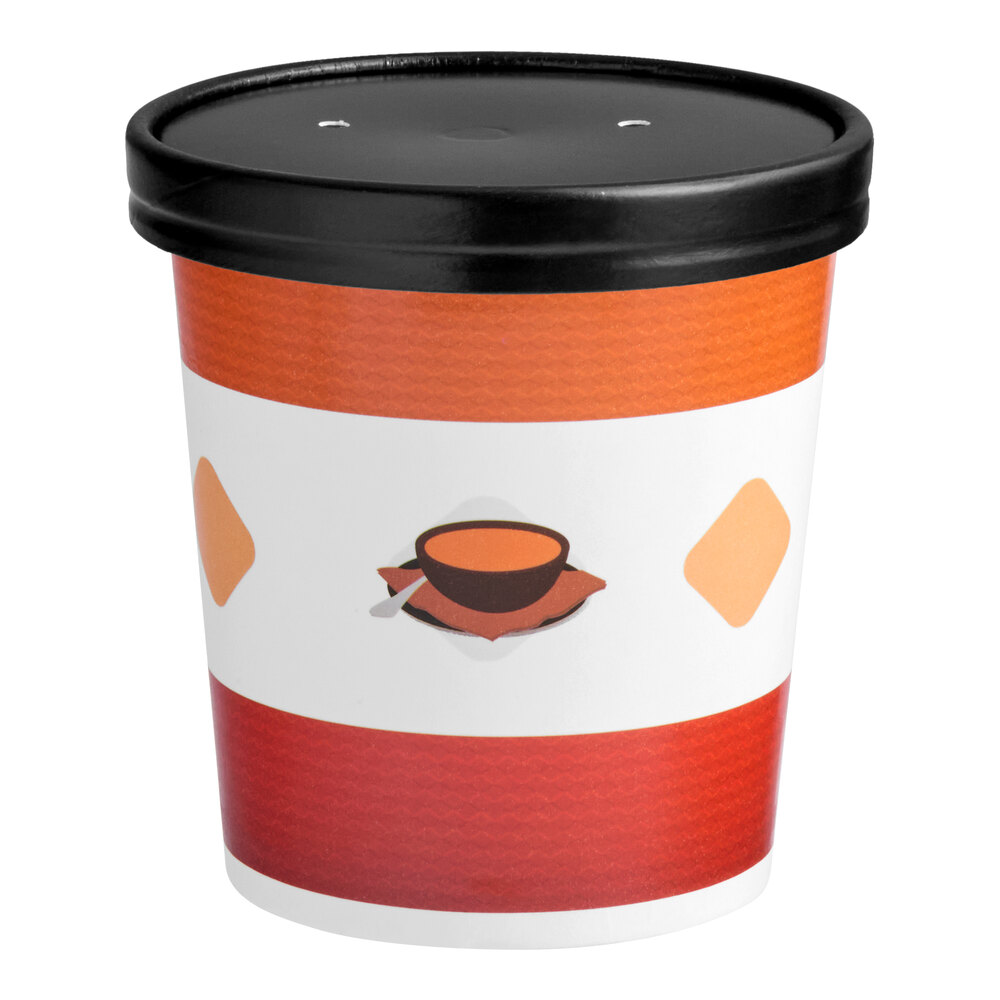 Choice 16 oz. Double Poly-Coated Paper Soup / Hot Food Cup with Black ...
