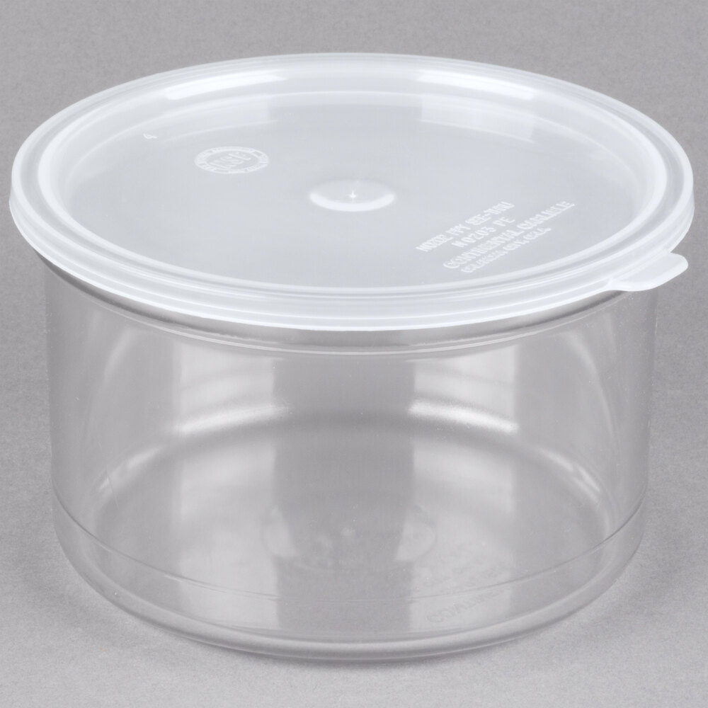 Carlisle Classic 1.5 Qt. Clear Round SAN Plastic Crock with Lid