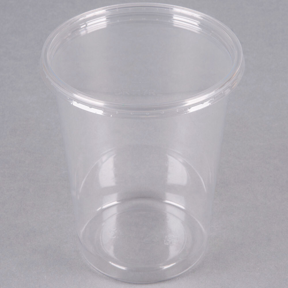 Choice 32 oz. Ultra Clear Recycled PET Plastic Round Deli Container and ...