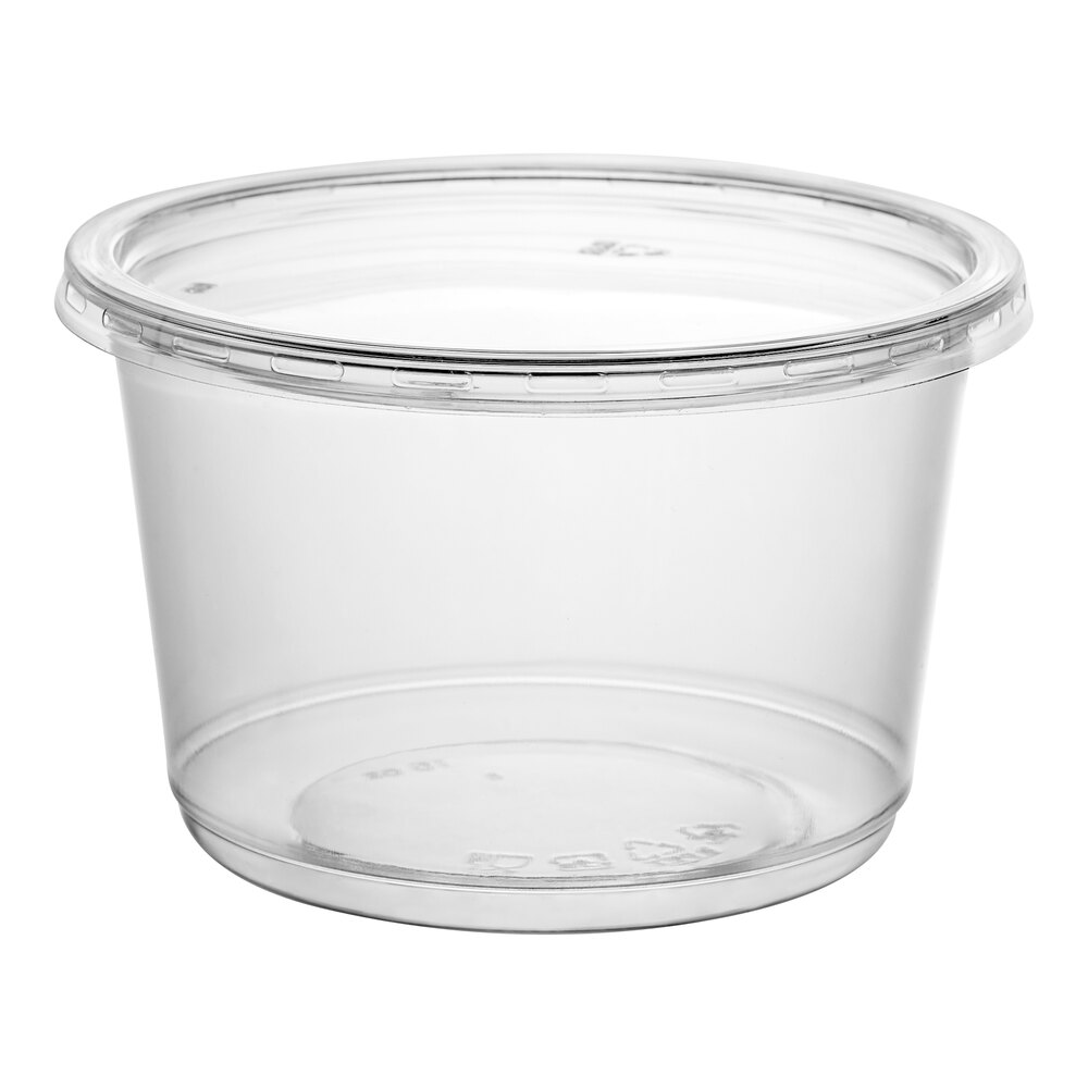 Choice 16 oz. Ultra-Clear Recycled PET Plastic Round Deli Container ...