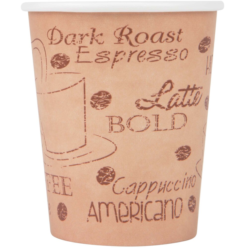 Choice 8 oz. Café Print Poly Paper Hot Cup - 1000/Case