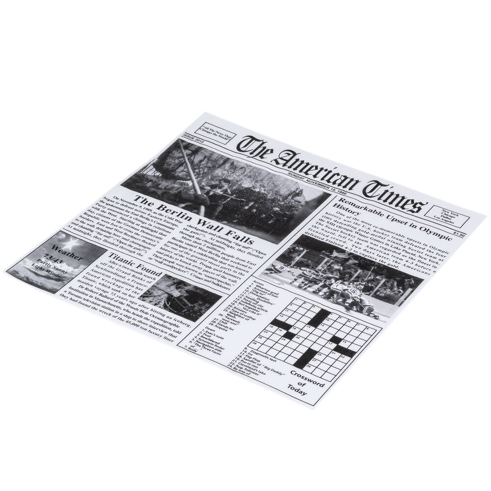 Choice 12" x 12" Newspaper Print Deli Sandwich Wrap Paper - 100/Pack