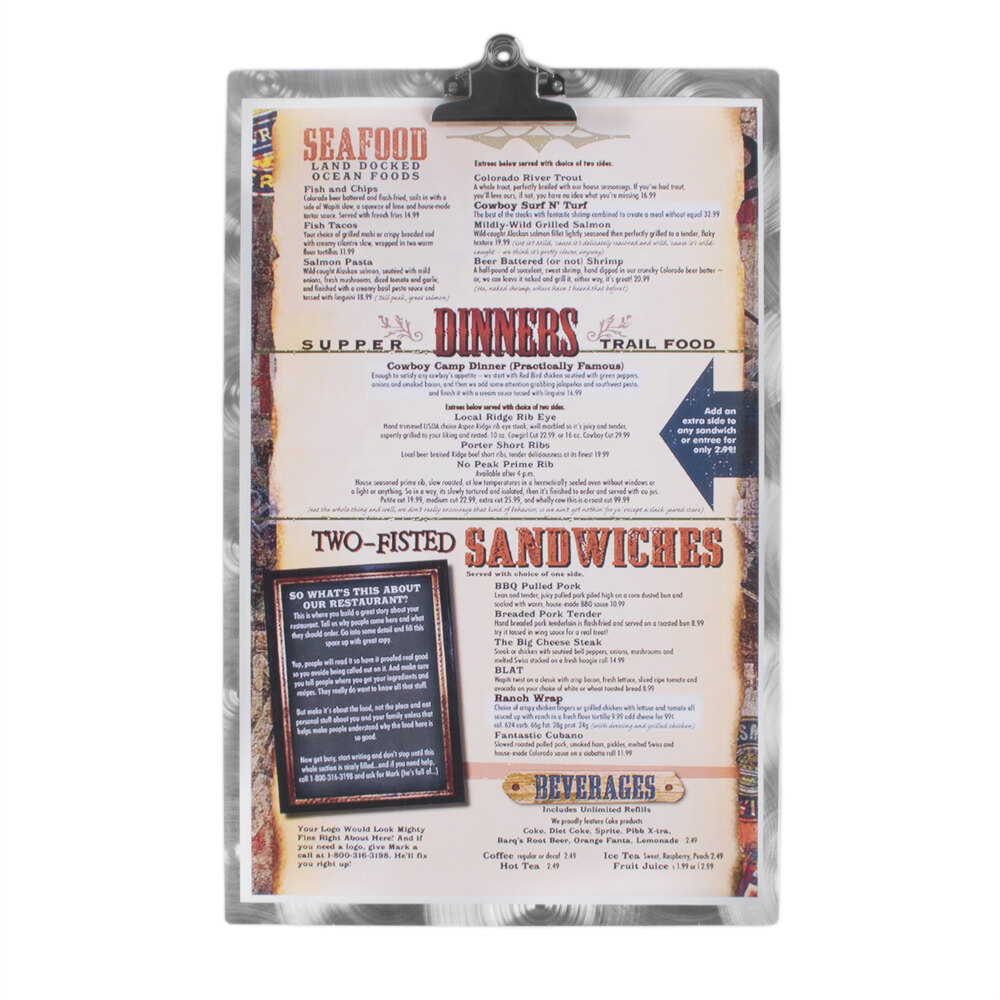 Menu Solutions ALSIN17-CLIP 11" x 17" Alumitique Customizable Single ...