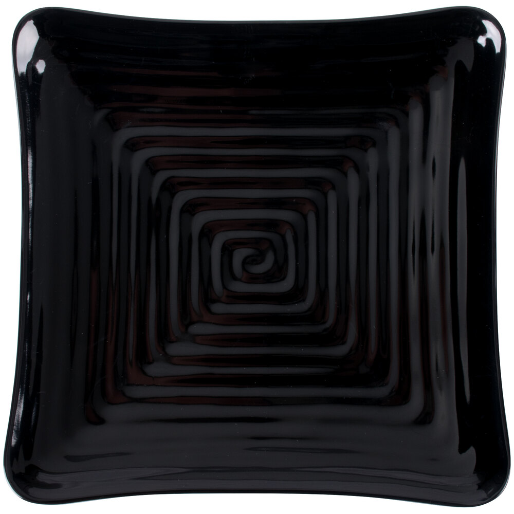 GET ML-62-BK Milano 8 3/4" Black Melamine Square Plate - 12/Pack