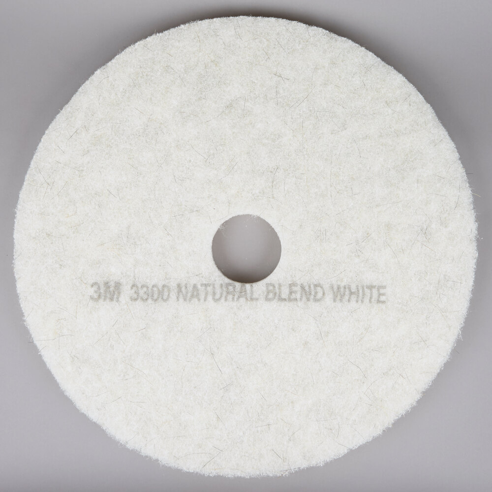 3M 3300 21" Natural Blend White Light Duty Burnishing Floor Pad - 5/Case