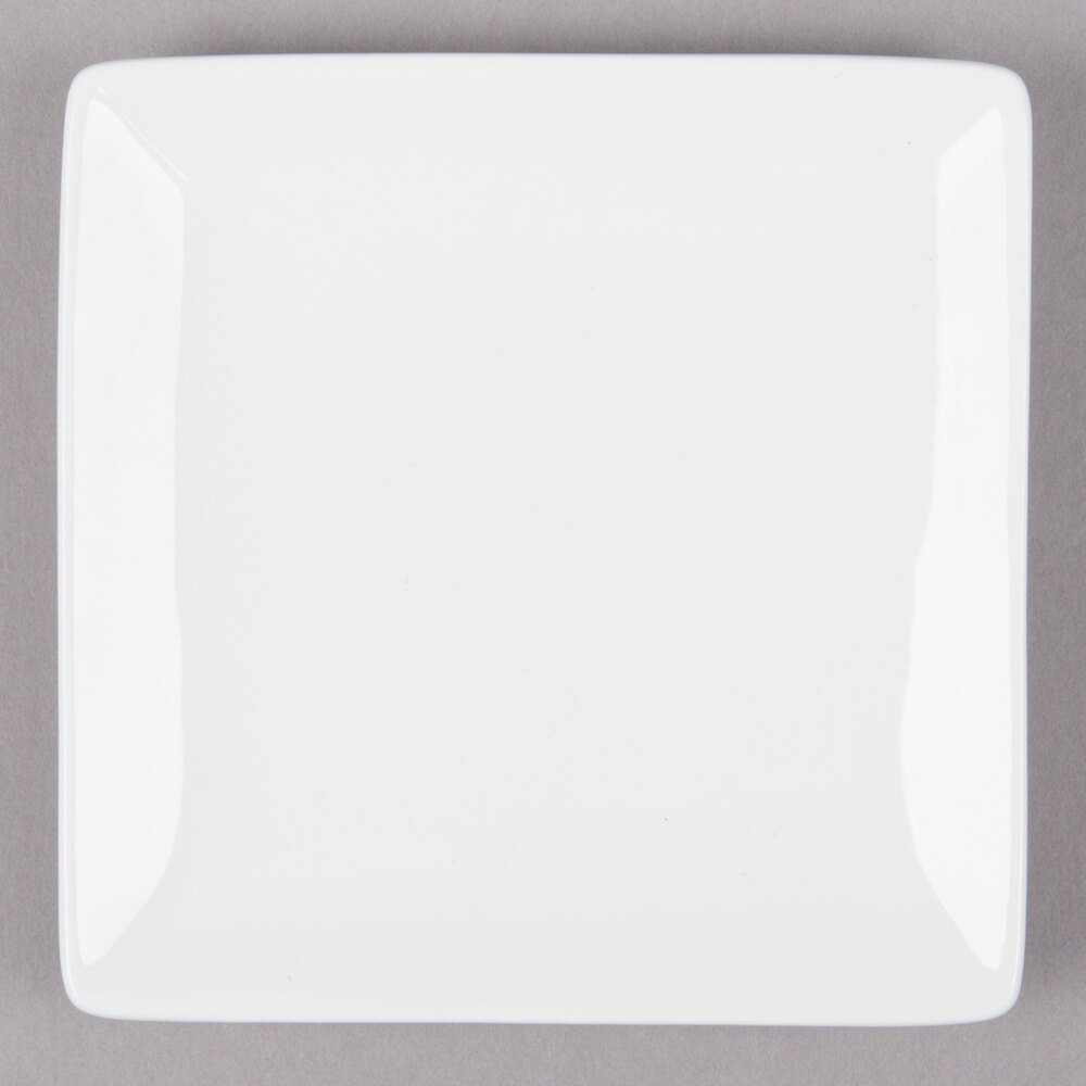 Libbey Slate 4" Ultra Bright White Coupe Square Porcelain Plate - 36/Case