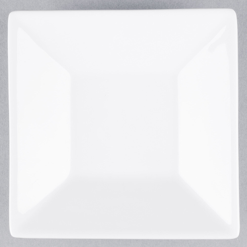 Libbey Slate 5" Ultra Bright White Square Porcelain Saucer with Well ...