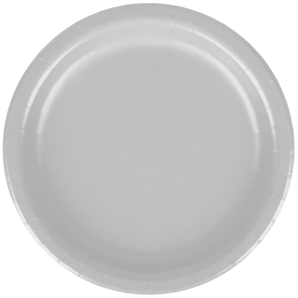 Creative Converting 79106B 7" Shimmering Silver Paper Plate - 24/Pack