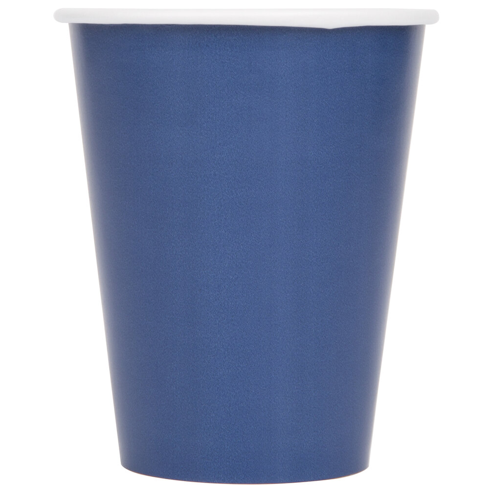 Creative Converting 561137B 9 oz. Navy Blue Poly Paper Hot / Cold Cup ...