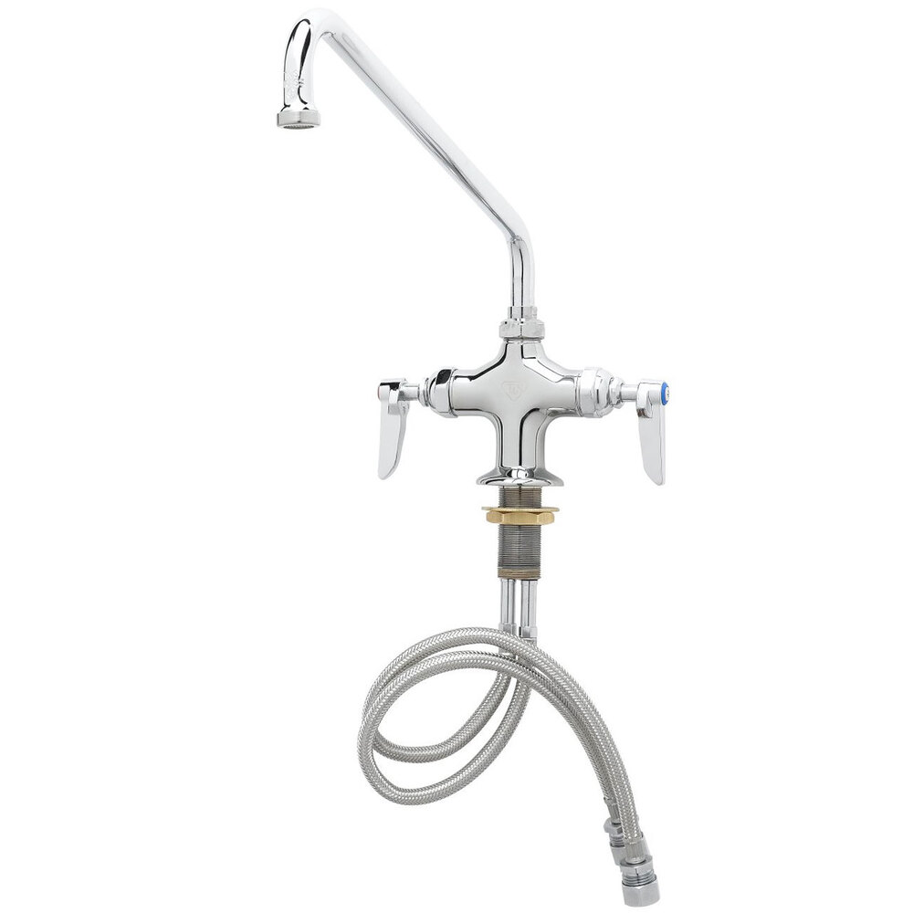 T&S B-0202 Deck Mounted Single Hole Pantry Faucet with Flex Inlets, 6 ...