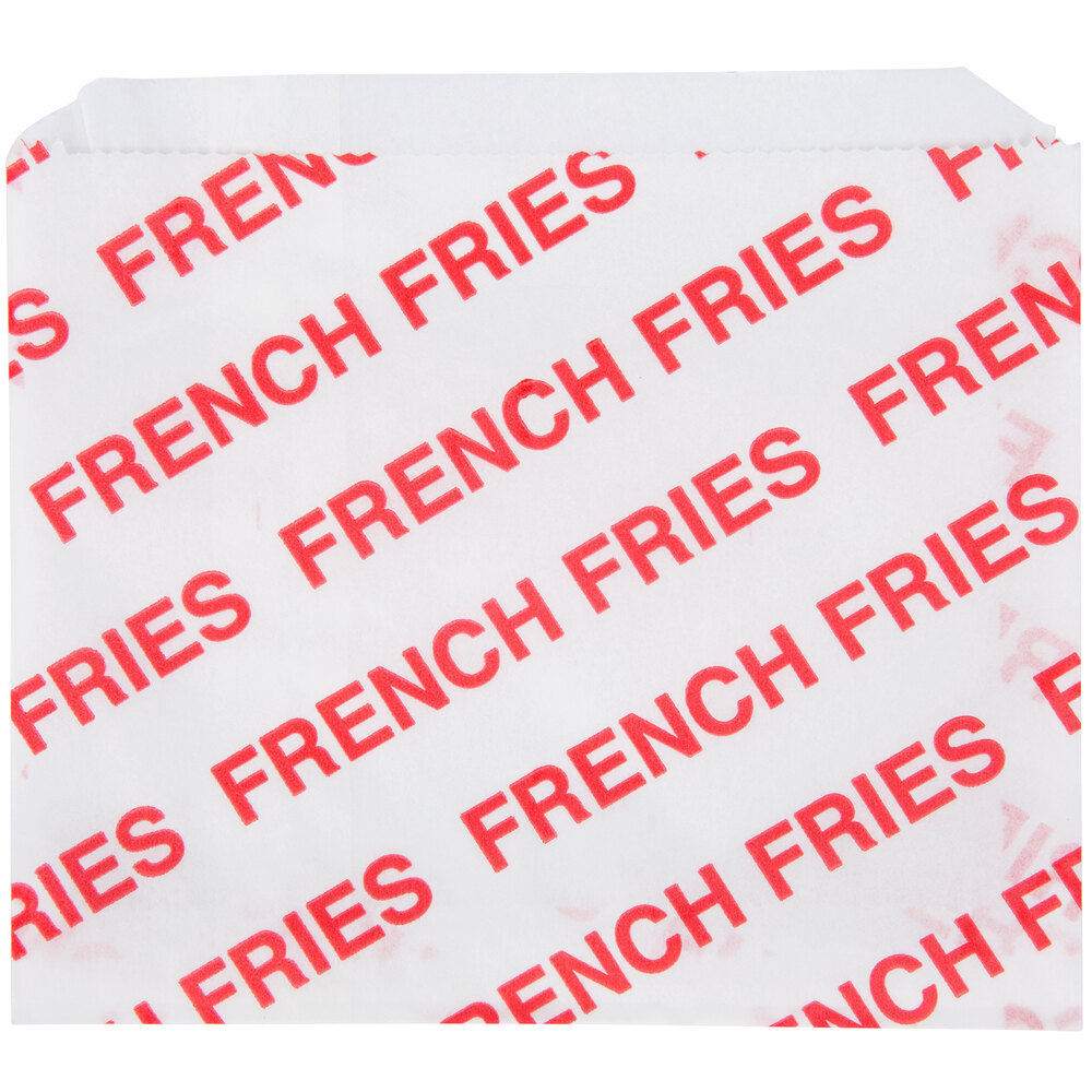 Carnival King 5" x 1" x 4" Large Printed French Fry Bag - 2000/Case