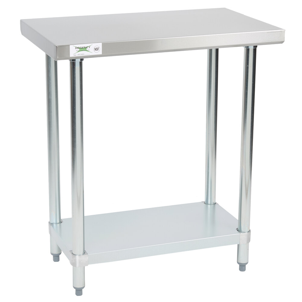 Regency 18" x 30" 18-Gauge 304 Stainless Steel Commercial Work Table ...