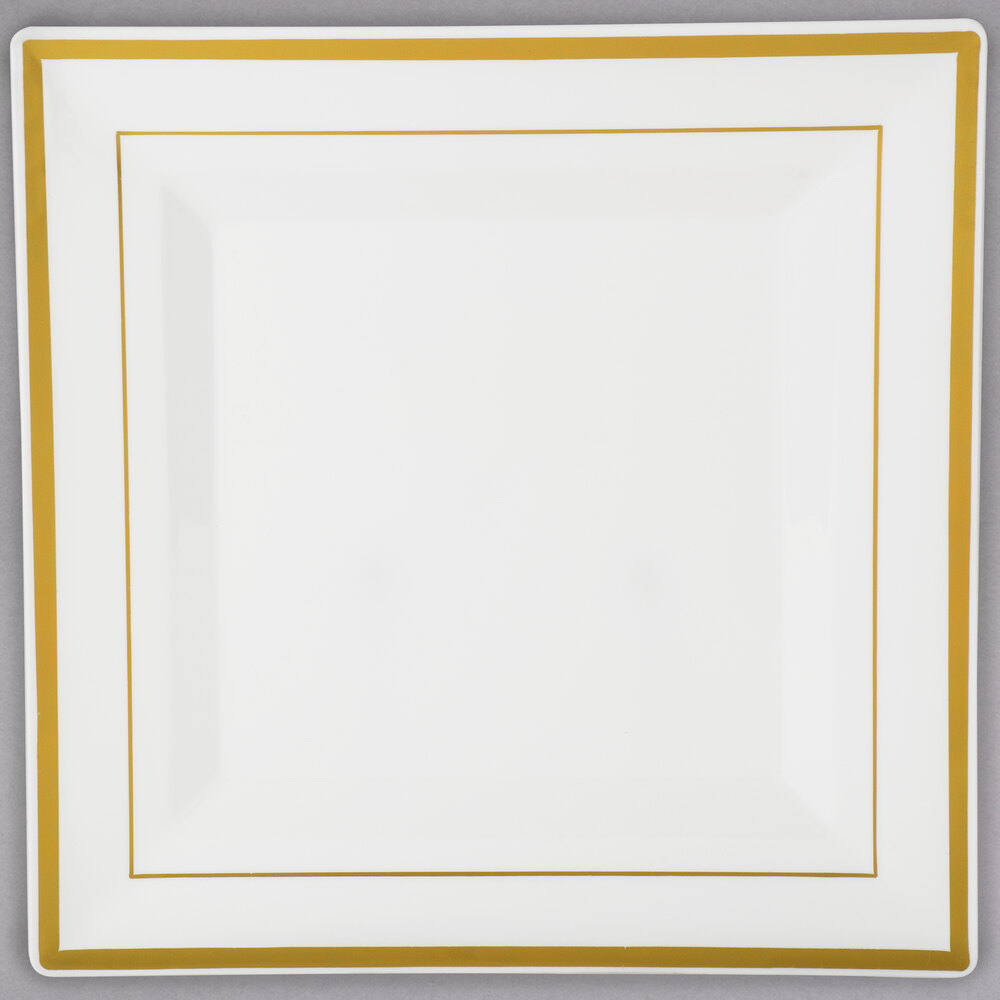 Fineline Silver Splendor 5510-BO 10" Bone / Ivory Plastic Square Plate ...