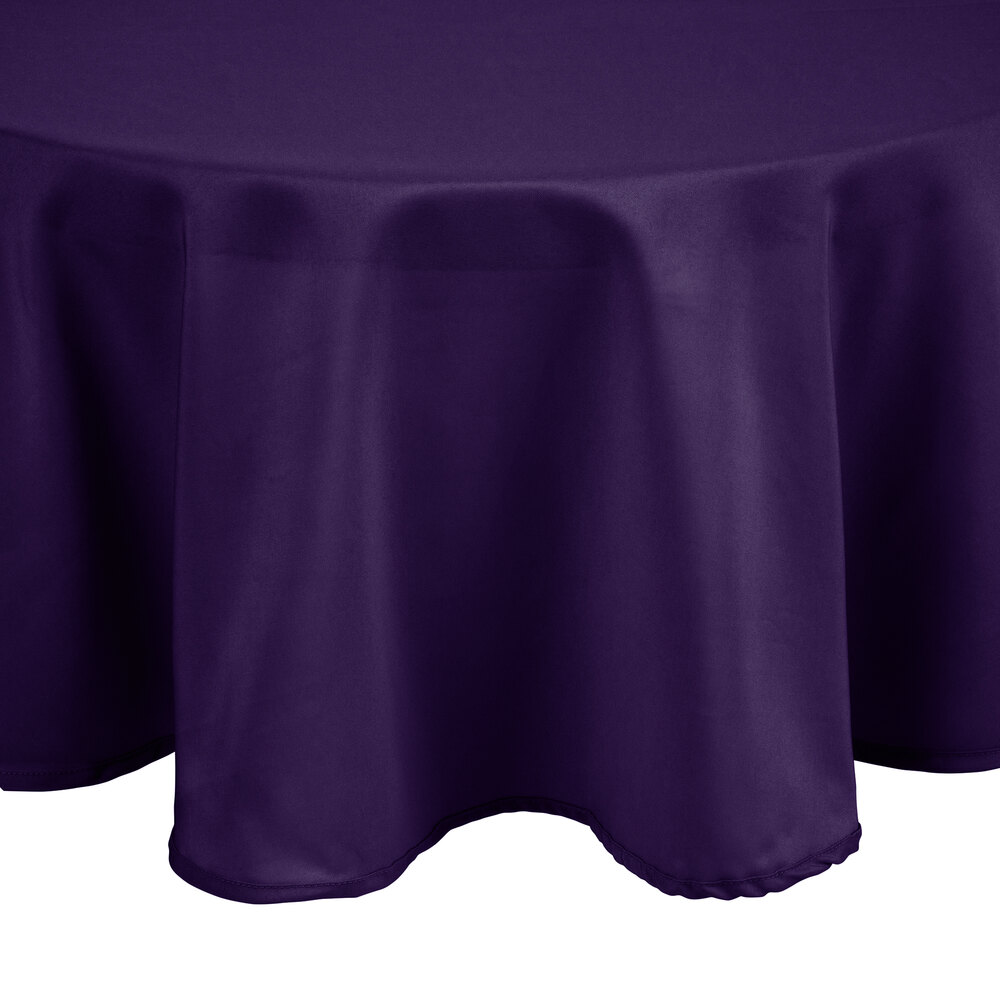 Intedge 54" Round Purple 100% Polyester Hemmed Cloth Table Cover