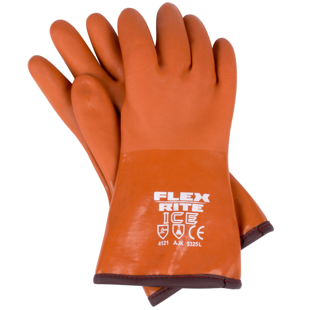 Cordova Large 12" Red Freezer / Frozen Food Textured PVC Gloves - Tagged