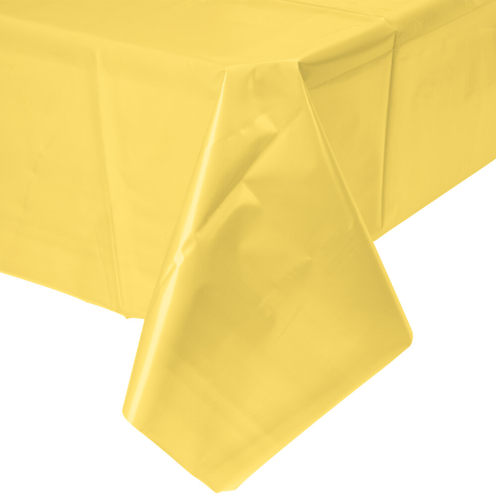 Creative Converting 1252 54" x 108" Mimosa Yellow Disposable Plastic ...