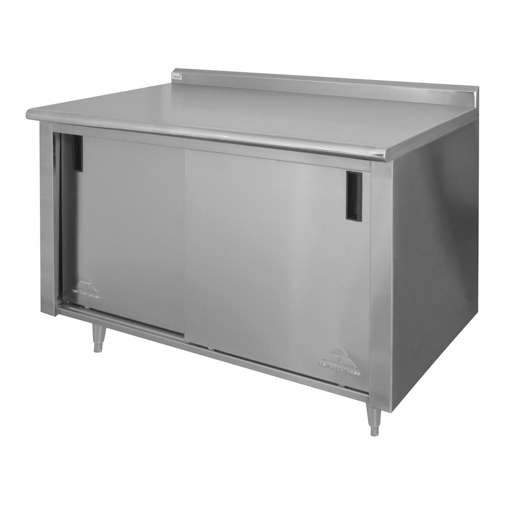 Advance Tabco CF-SS-304M 30" x 48" 14 Gauge Work Table with Cabinet ...
